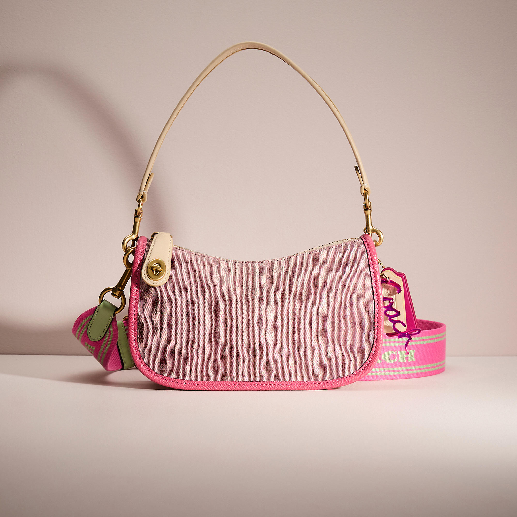 Coach Upcrafted Swinger Bag In Signature Jacquard - Brass/Stone